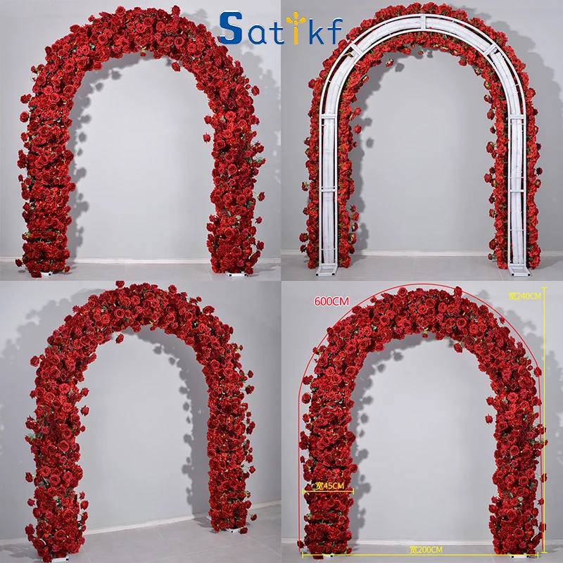 Luxury-5D-Red-Arch-Floral-Arrangement-With-Frame-Wedding-Backdrop-Decor ...