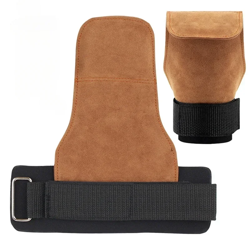 2Pcs Cowhide Gym Gloves Grips Anti-Skid Weight Power Booster Belt ...