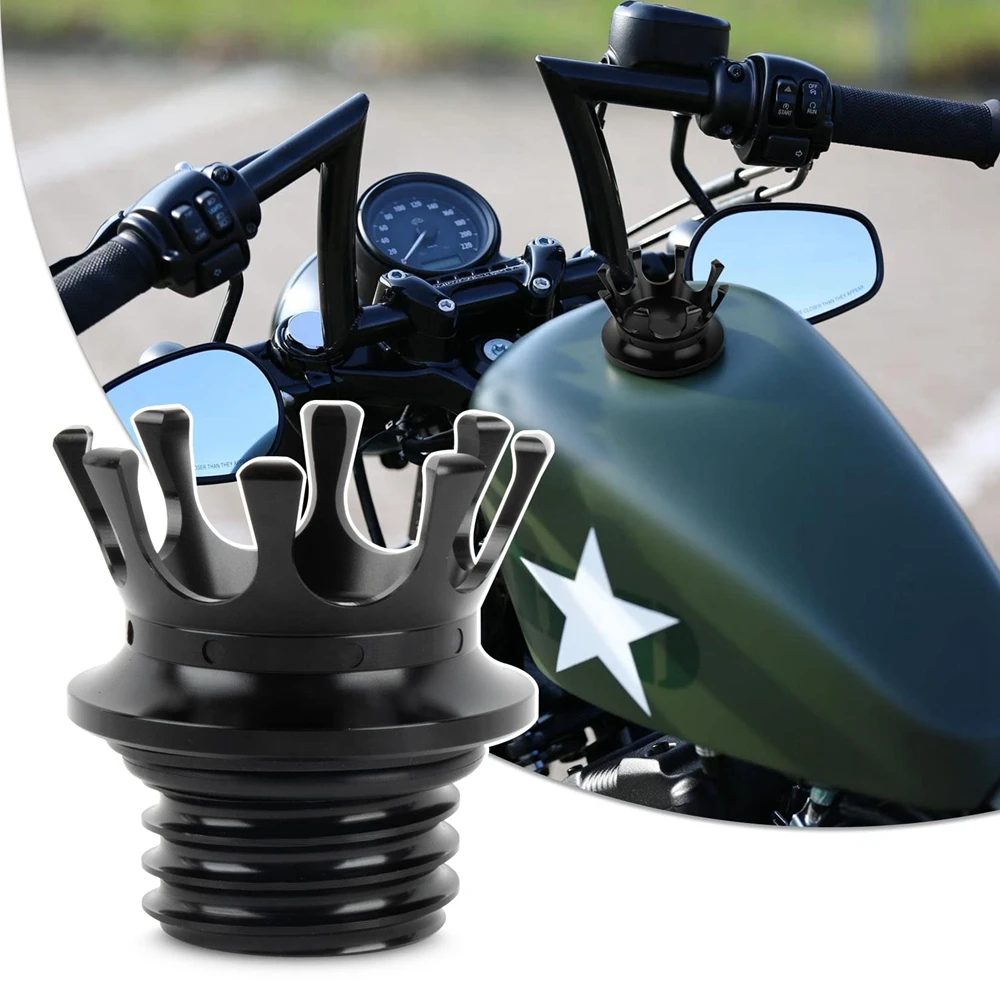 Motorcycle Fuel Oil Gas Tank Cap King Crown Style Aluminum Reservoir ...