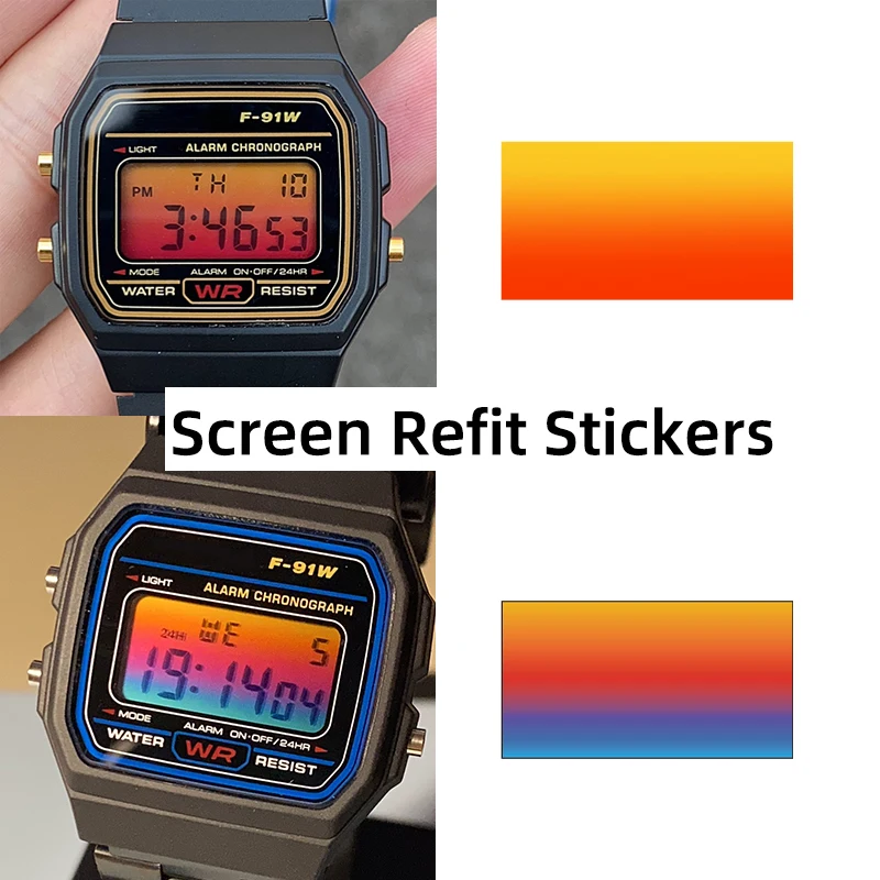 F-91W screen color changing sticker for Casio F-91W A158 A159 DIY ins ...