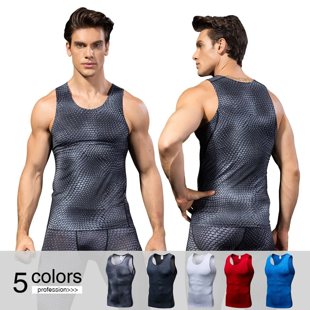 Men's Compression Fitness Tights Tank Top Quickly Dry Sleeveless Gym ...