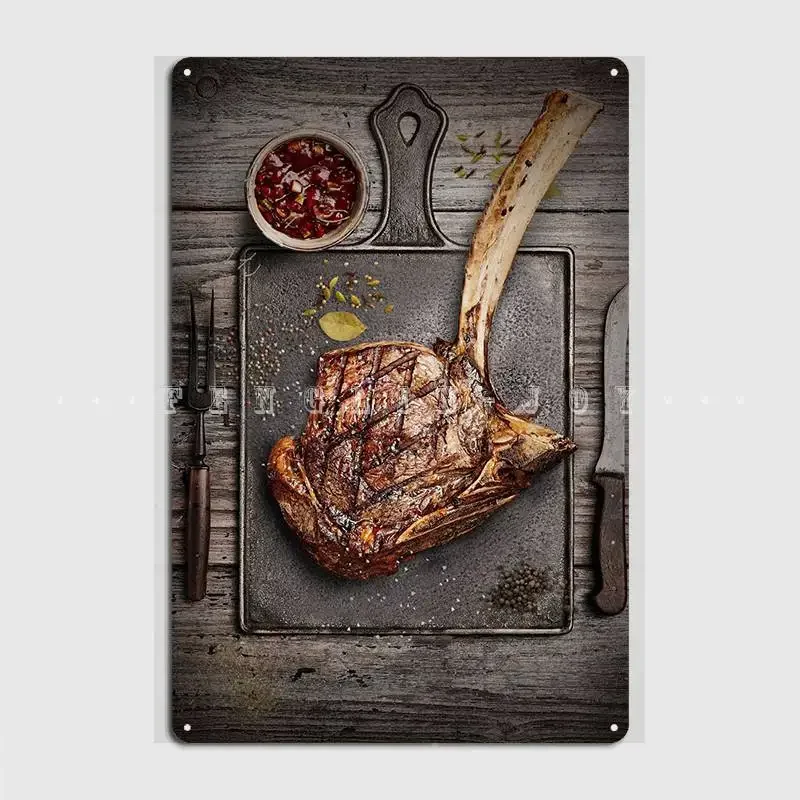 Rib Eye Tomahawk Steak Bbq Metal Sign Club Home Home Design Wall Decor ...