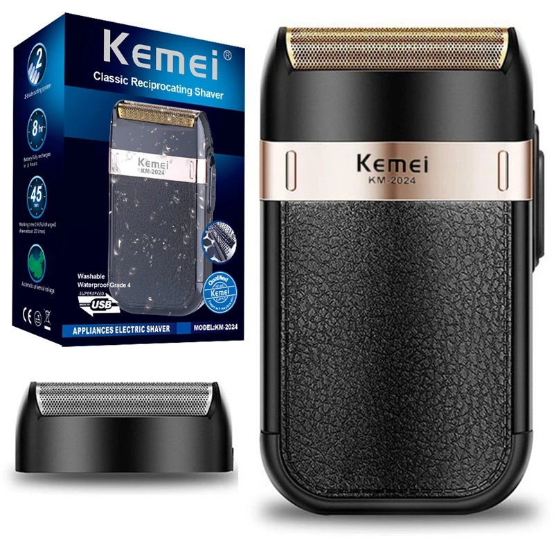 Kemei Afeitadora eléctrica recargable para hombre, máquina de afeitar de cabeza calva, lavable ...