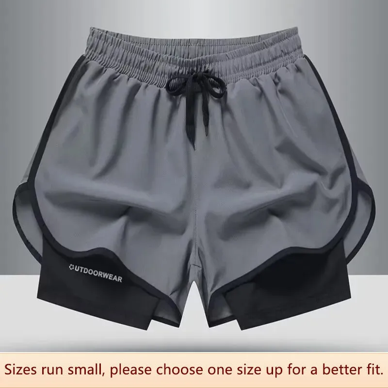 American Style Men's Fitness Shorts Running Shorts Inner Lining Two ...