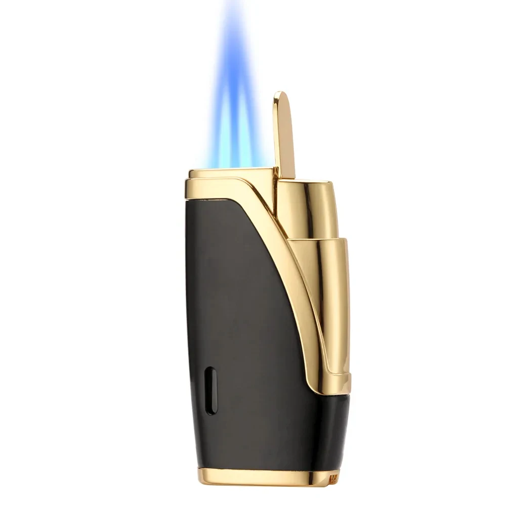 Cigar-Lighter-Butane-Gas-Torch-2-Jet-Flame-Lighter-For-Smoking-Metal ...