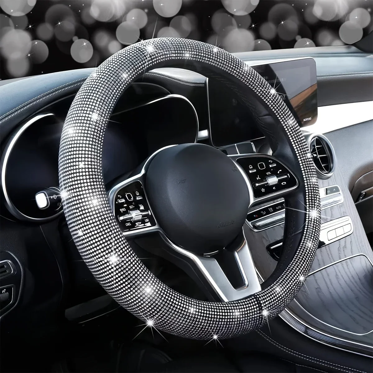 Artificial-crystal-Diamond-steering-wheel-cover-Safety-and-non-slip ...