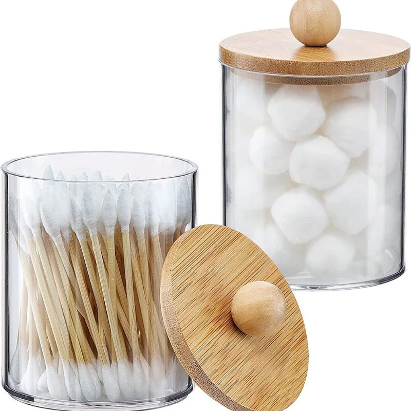 Cotton-Swab-Ball-Pad-Holder-with-Vanity-Tray-Qtip-Apothecary-Jar-Clear ...