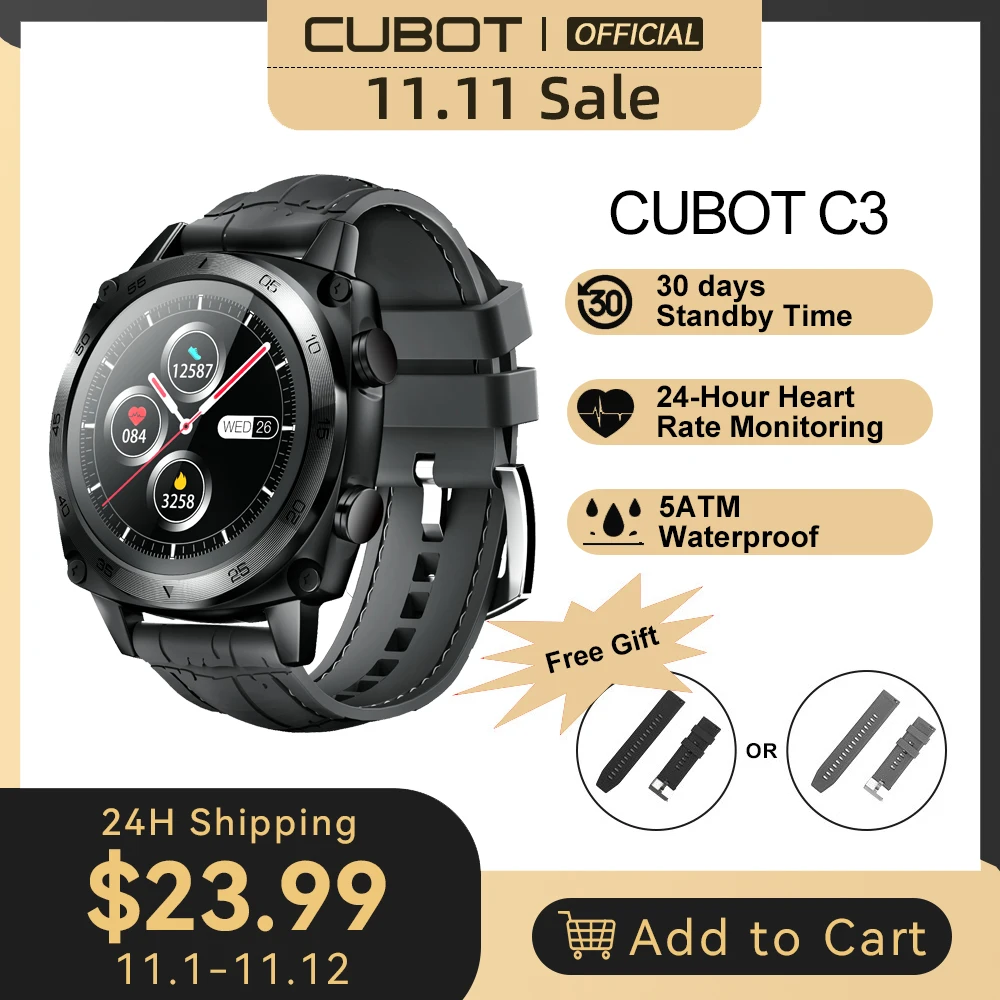 Cubot C3 Smartwatch 1.3 Zoll Touch Farbdisplay Fitness Armband Tracker ...