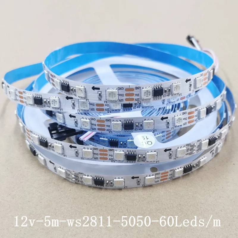 5M 12v WS2811 RGB Led Strip 5050SMD Addressable 60Leds/m Led Pixels 1 ...