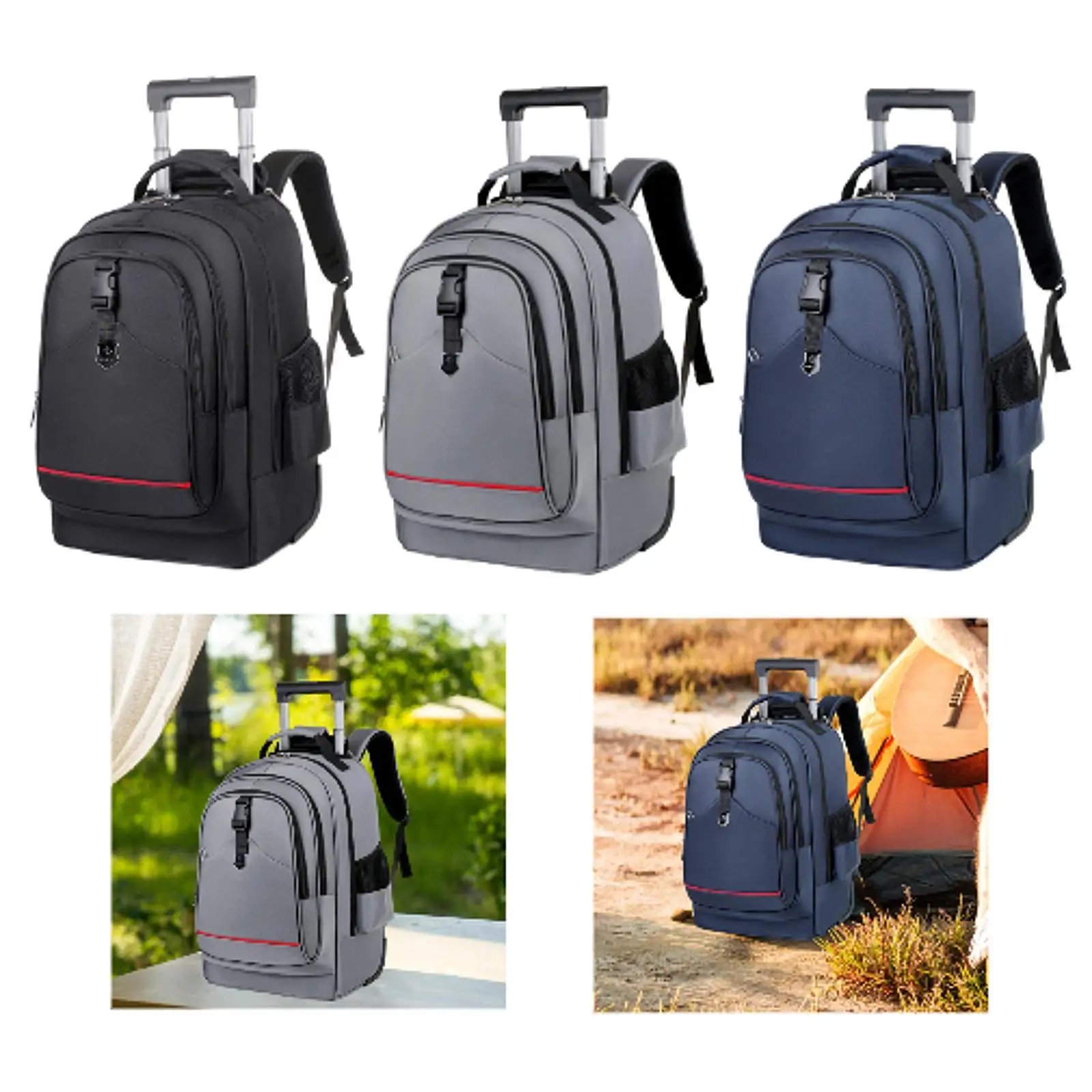 Rolling Backpack Silent Bottom Wheels Convenient Portable Waterproof ...