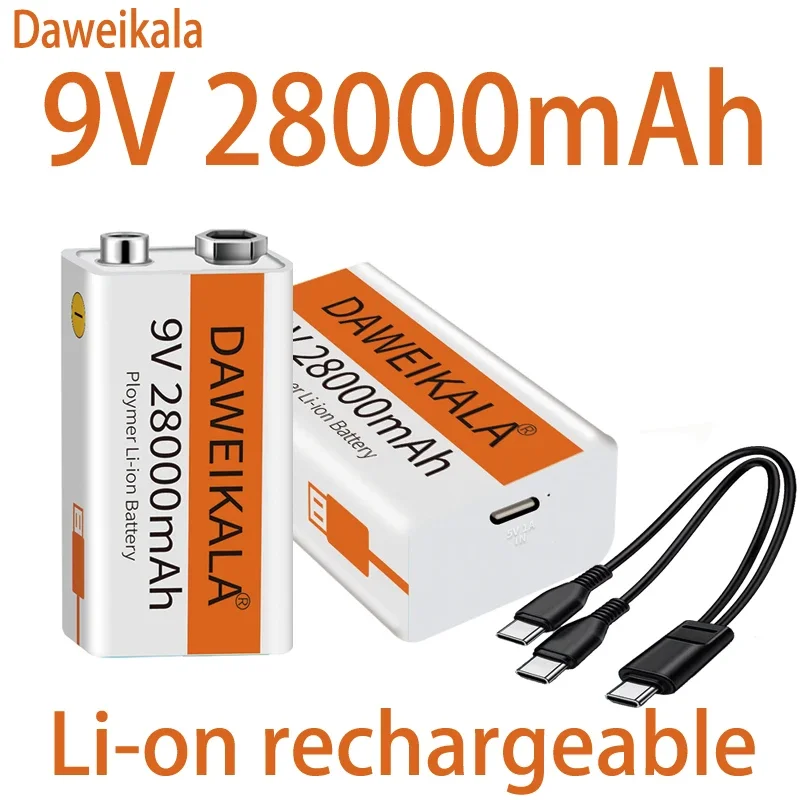 2023 9V 28000mAh Li-ion Rechargeable Battery Micro USB Batteries9 V ...
