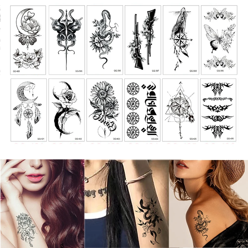 Small-Waterproof-Temporary-Tattoo-Sticker-Dream-Catcher-Snake-Flower ...