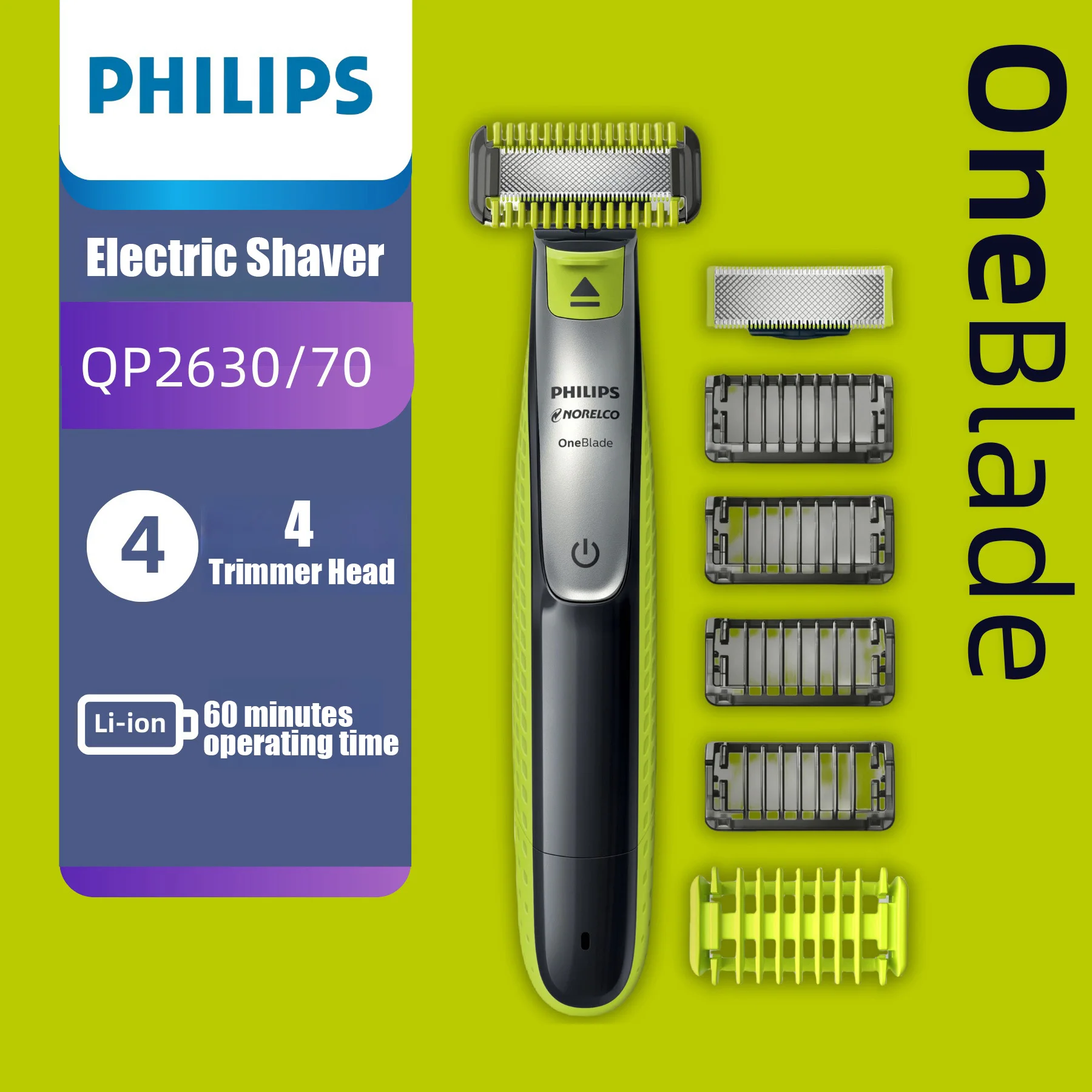 Philips-Norelco-OneBlade-QP2630-full-set-Face-Hybrid-Electric-Beard ...