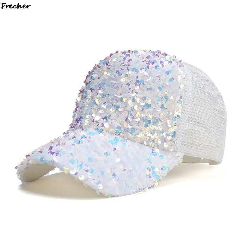 Full-Sequin-Baseball-Caps-Women-Mesh-Patchwork-Visors-Cap-Wedding-Party ...