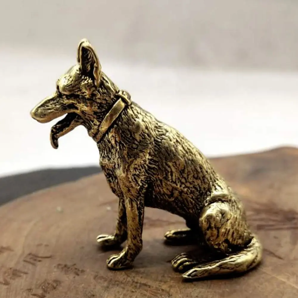 Mini-c-o-lobo-puro-cobre-filhote-esculpido-Miniaturas-criativas-decora ...