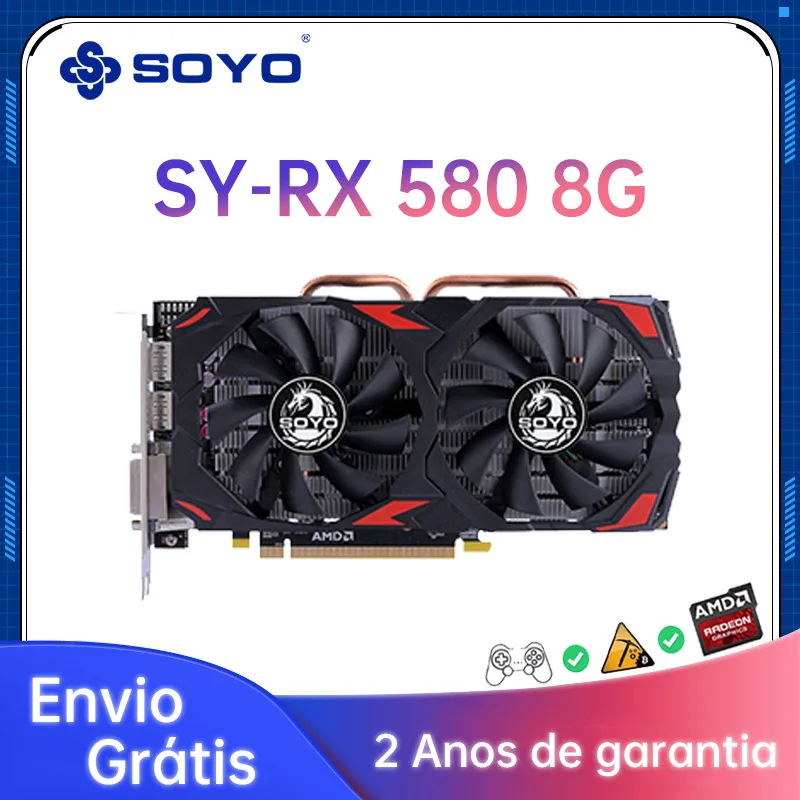 Soyo Original Novo Radeon Amd Gráficos Rx 550 4gb 128bit Rx580 8g 256bit Gddr5 Gráficos Gpu ...