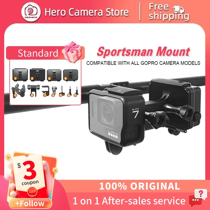 GoPro-Sportsman-Mount-for-Hero12-11-10-9-8-black-Go-Pro-action-camera ...