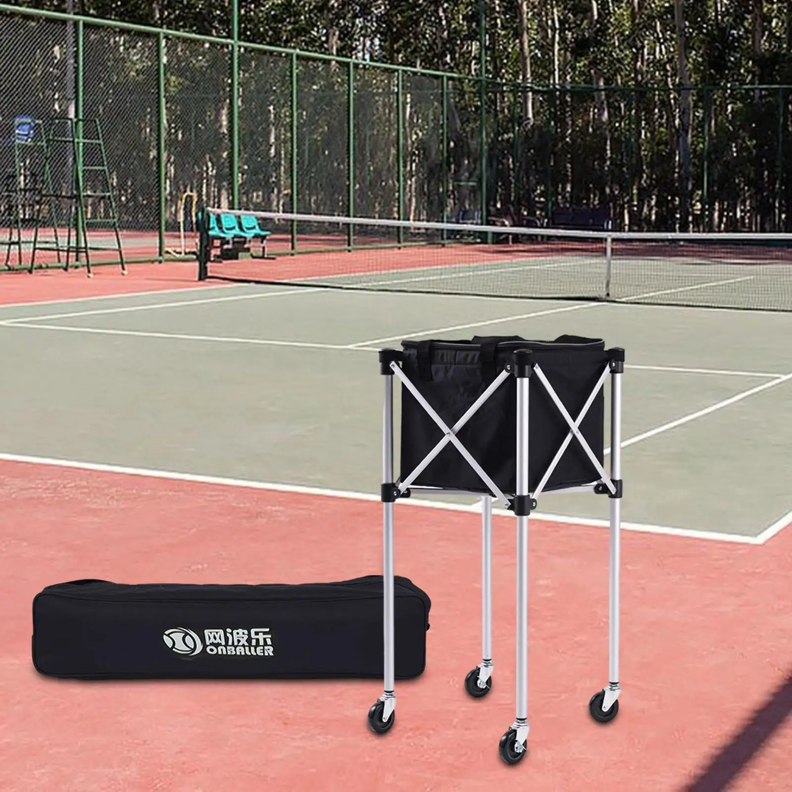 Tennis Ball Cart Collector Aluminum Alloy*Foldable Wheeled Portable ...