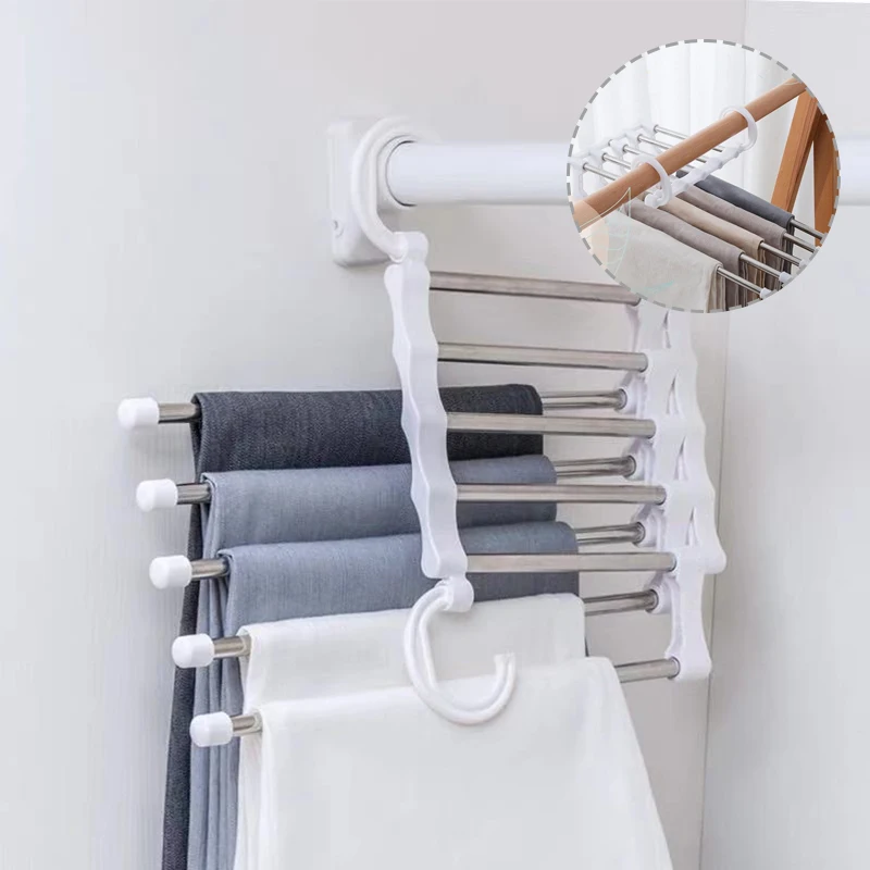 5-in-1-Trouser-Storage-Rack-Multi-functional-Wardrobe-Organizer-Pants ...