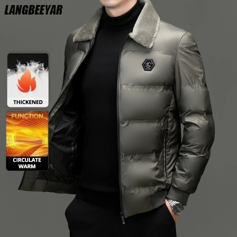 Top Grade Middle-aged Men Bubble Puffer Windbreaker Coat Parka Jacket ...