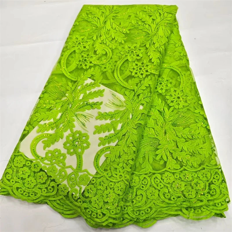 African-White-Lace-Fabric-2024-Green-High-Quality-5-Yards-French ...