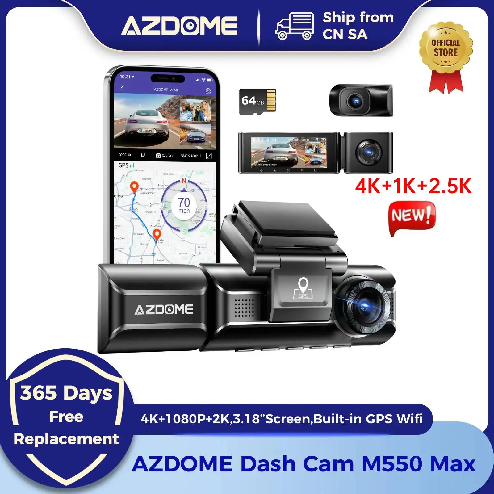 AZDOME-4K-Dash-Cam-M550-Max-Built-in-GPS-Wifi-Camera-Car-DVR-3-18 ...