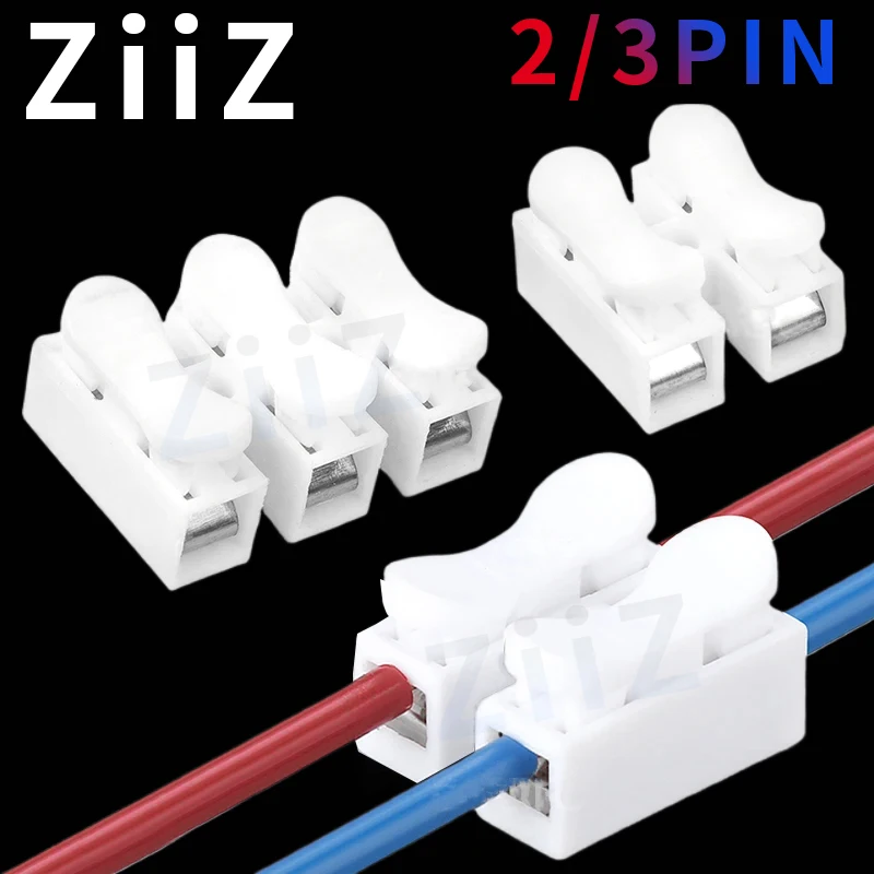 10-20-50-Pcs-lots-Spring-Wire-Quick-Connector-2P-3P-Electrical-Crimp ...