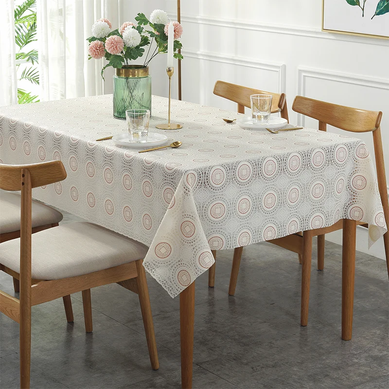 PVC Waterproof Tablecloth Oil Proof Wash Free Lace PlasticTable Colth ...