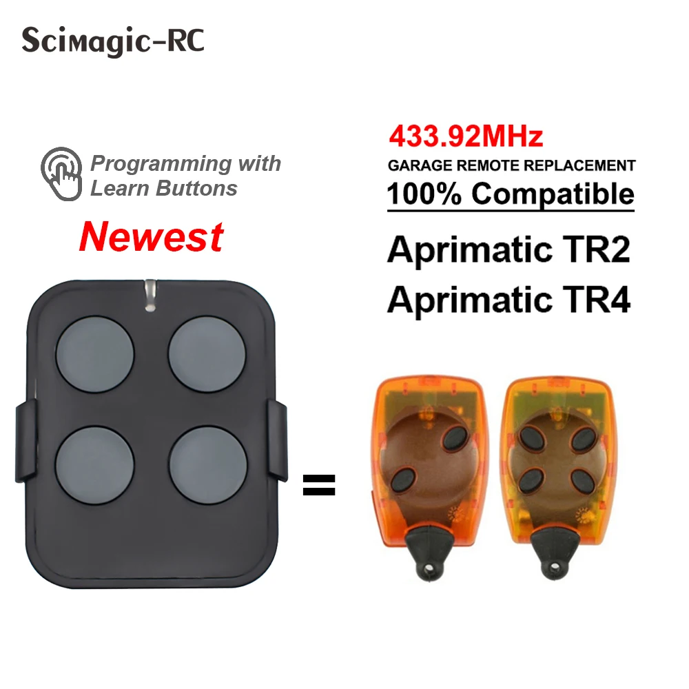 Aprimatic TR2 TR4 Garage Door Remote Control 433.92MHz Gate Keychain ...