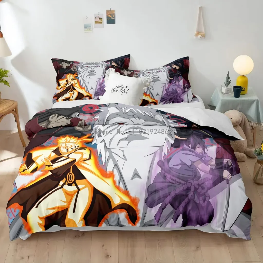 Sasuke Uchiha Uzumaki Narutos Duvet Cover Pillowcase Bedding Set Double ...