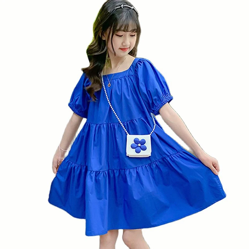 Summer-Dress-For-Girl-Solid-Color-Girl-Party-Dress-Casual-Style ...