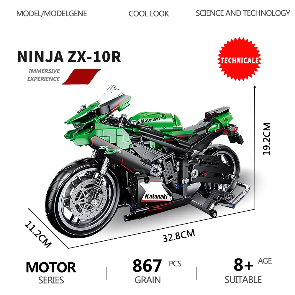 MOC-Technique-Kawasaki-NINJA-ZX-10R-Motorcycle-Building-Blocks-City ...