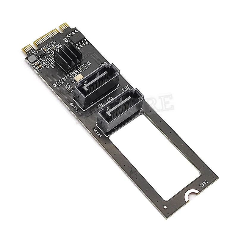 Le noir - Adaptateur M.2 vers SATA 2 Ports SATA vers M2 NVME clé PCIe M + B 6 Gbps adaptateur ...