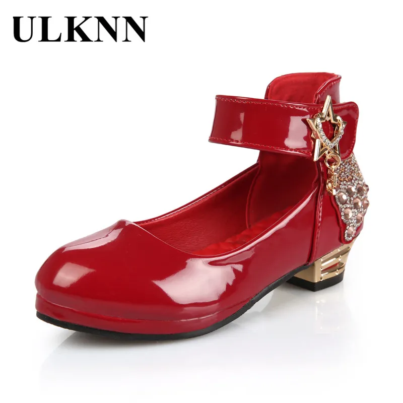Ulknn Red Low Heel Shoes For Girls Princess Leather Shoes Dance Wedding ...