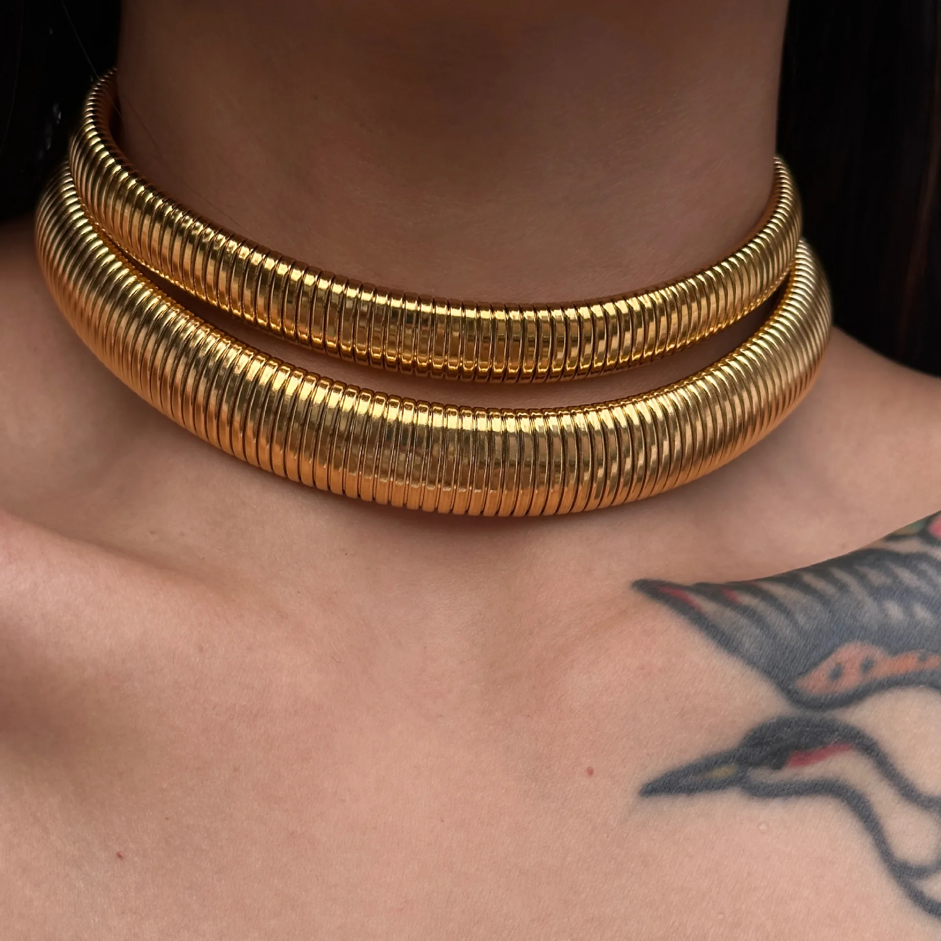 Titanium-Chunky-Elastic-Statement-Choker-Necklace-Women-Jewelry-Punk ...