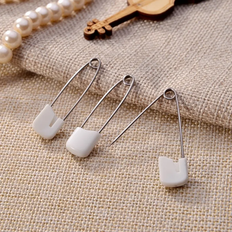 100pcs Heavy Duty Stainless Steel Diaper Pins - 2.1in/5.3cm Plastic ...