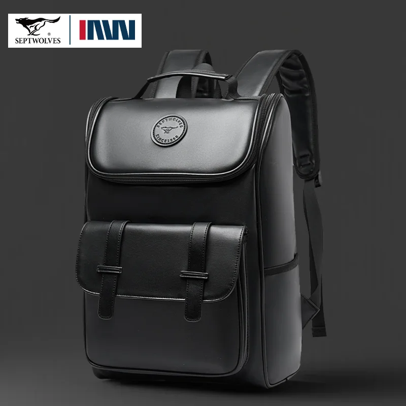 Septwolves Waterproof Leather Laptop Backpack Man Business Travel ...