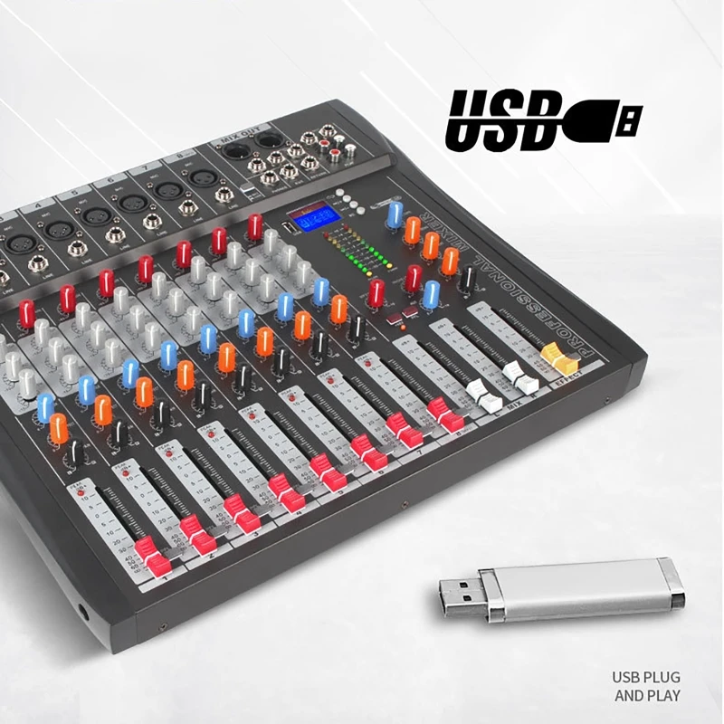 Audio-Mixer-8-Channel-Mixing-Console-bluetooth-Sound-Board-USB-Reverb ...