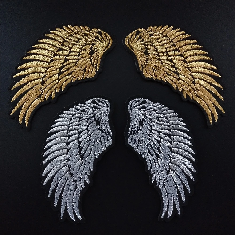 1-Pair-Gold-Silver-Wings-Fashion-Embroidery-Patches-DIY-Stickers-Iron ...
