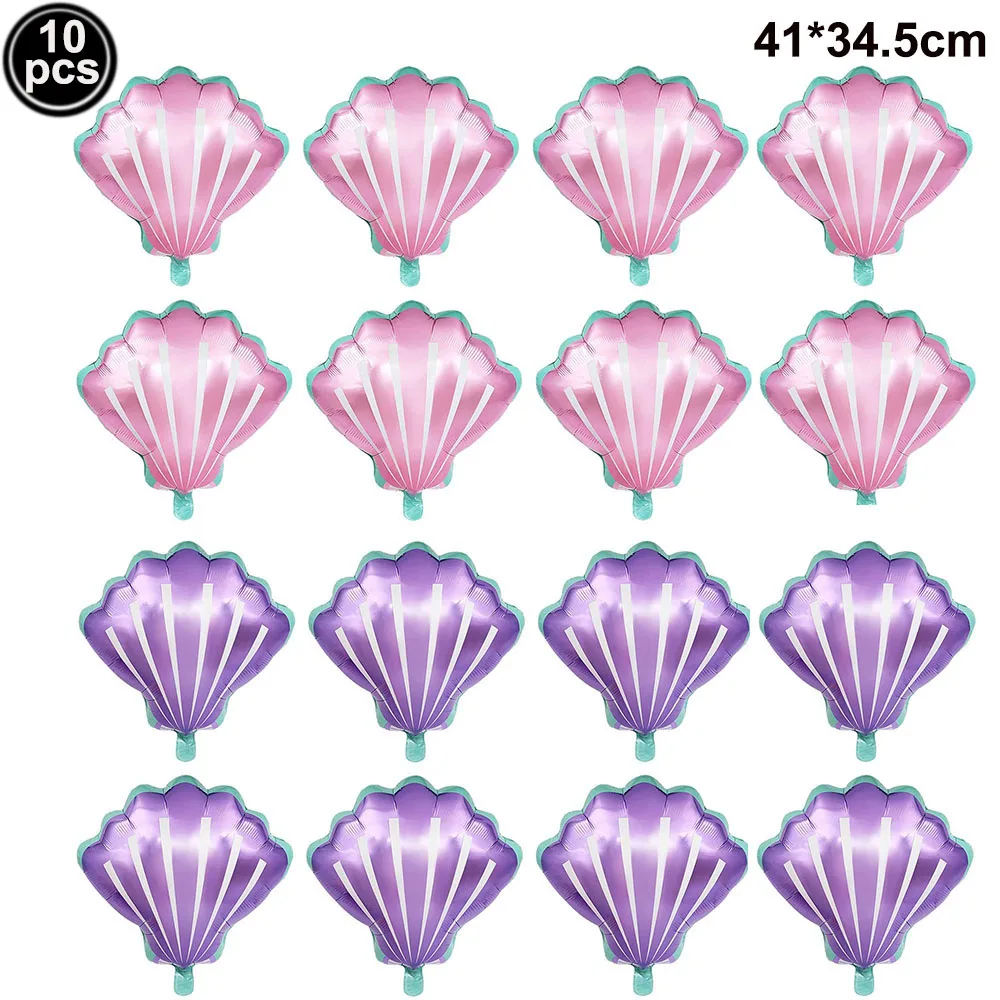Mermaid Party Balloon 10pcs Mini Shell Foil Balloon Mini Mermaid Shape ...