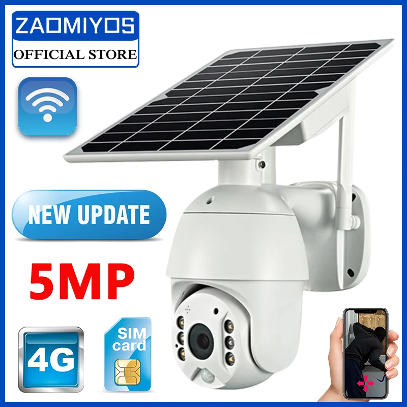 New 8w Solar 4g /wifi 5mp Cctv Video Wireless Surveillance Ip Camera Outdoor Waterproof Color ...