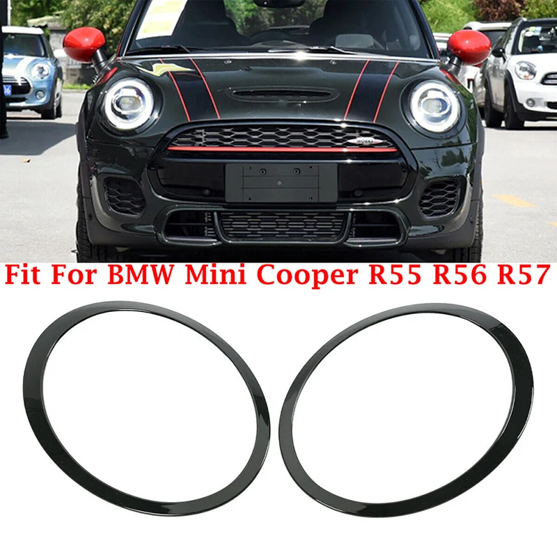 Pair-Car-Headlight-Frame-Trim-Ring-Bezel-Left-Right-Glossy-Black-For ...
