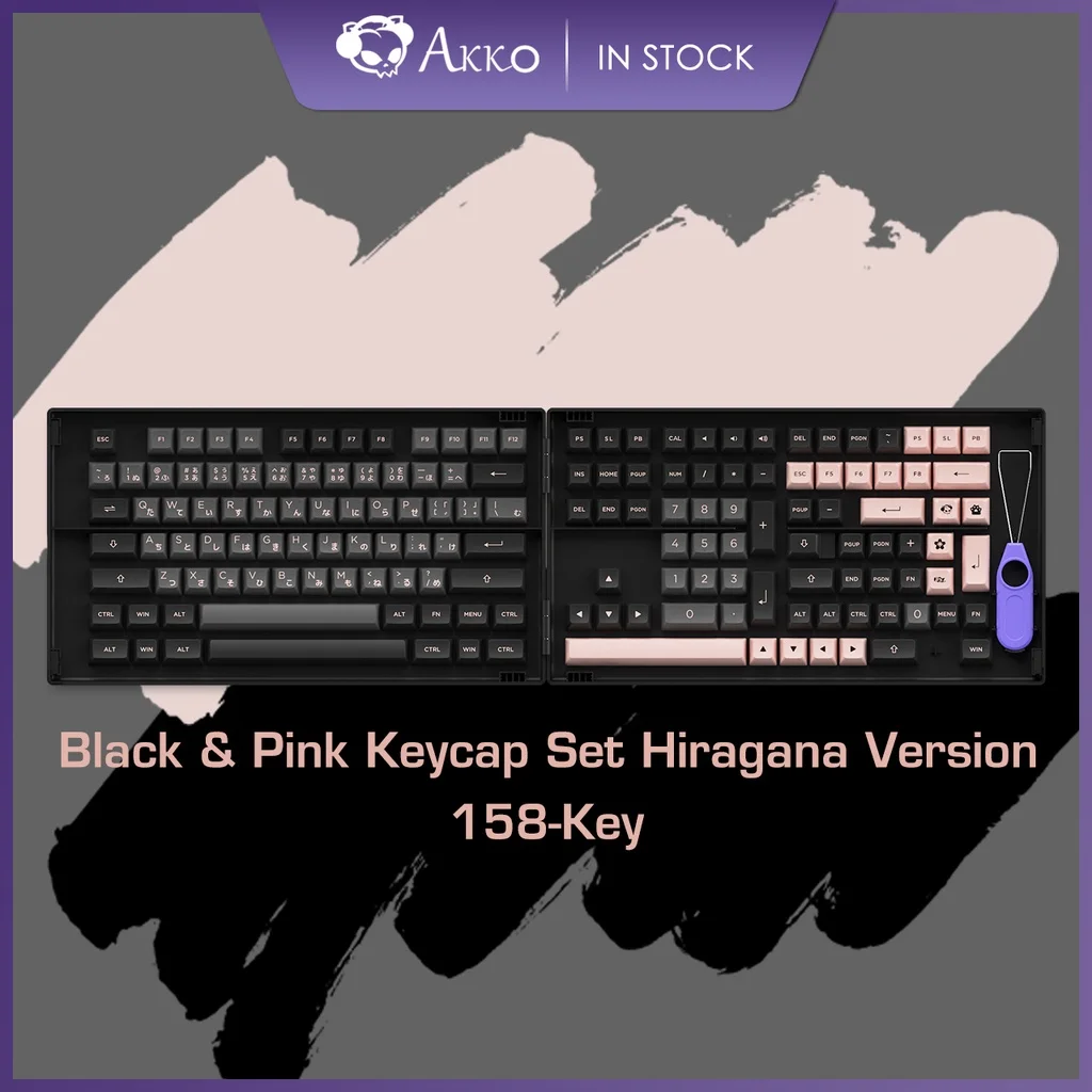 Akko-Black-Pink-Hiragana-Version-Keycap-Set-158-Key-ASA-Profile-PBT ...