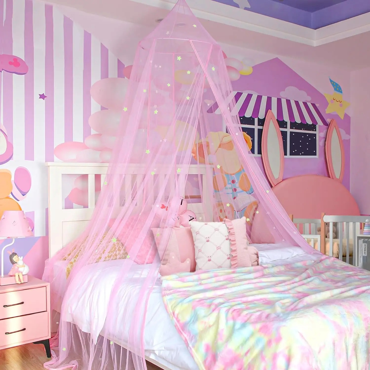 Princess-Canopy-for-Girls-with-Glowing-Stars-Princess-Room-Decor-for ...