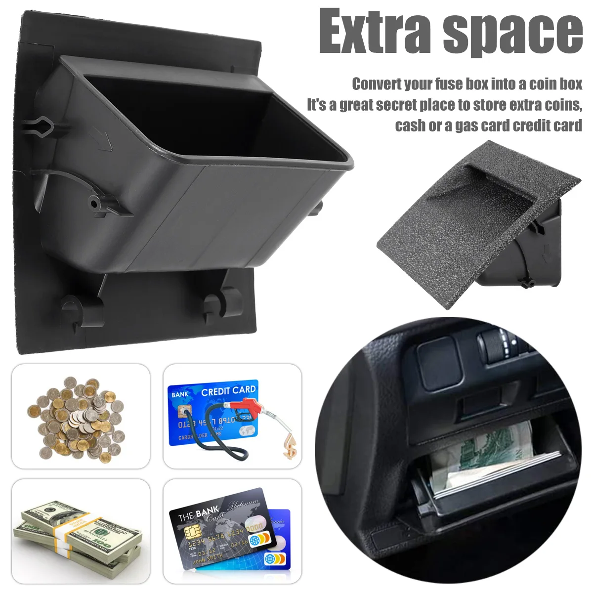 Auto Fuse Box Coin Fit Car Accessor Inner Storage Box Container for ...