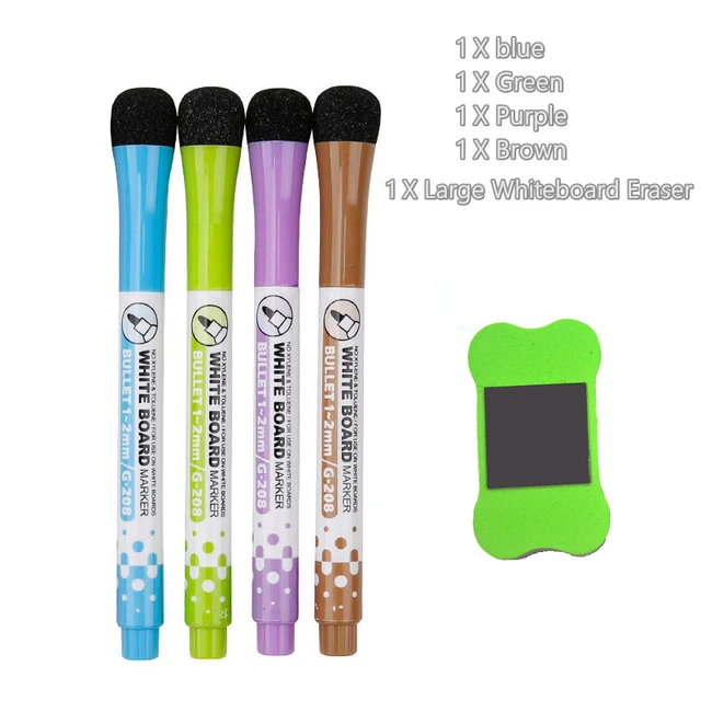 8 Colors Erasable Magnetic Whiteboard Marker Eraser Liquid Chalk ...