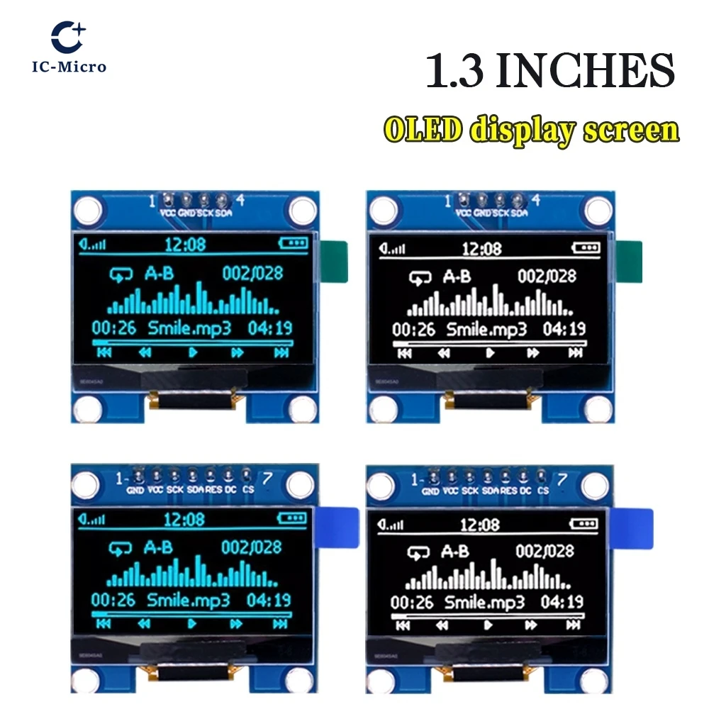 XCW 1.3 inch OLED module SPI/IIC I2C Communicate white/blue color ...