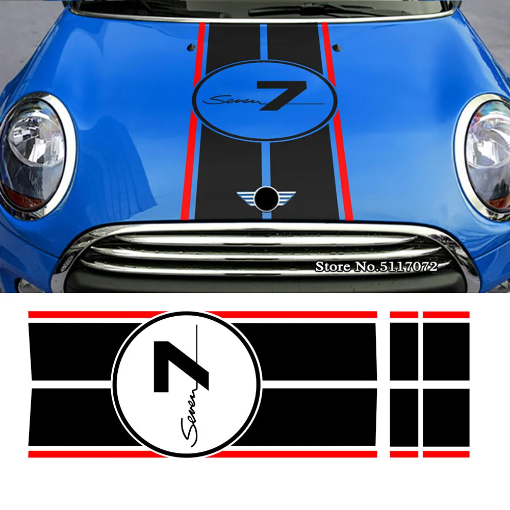 New-Styling-Car-Hood-Bonnet-Stripes-Decor-Body-Kit-Decals-for-mini ...