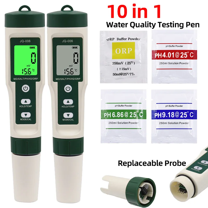10 in 1 PH Meter Digital Water Quality Detector With Replaceable Probe ...