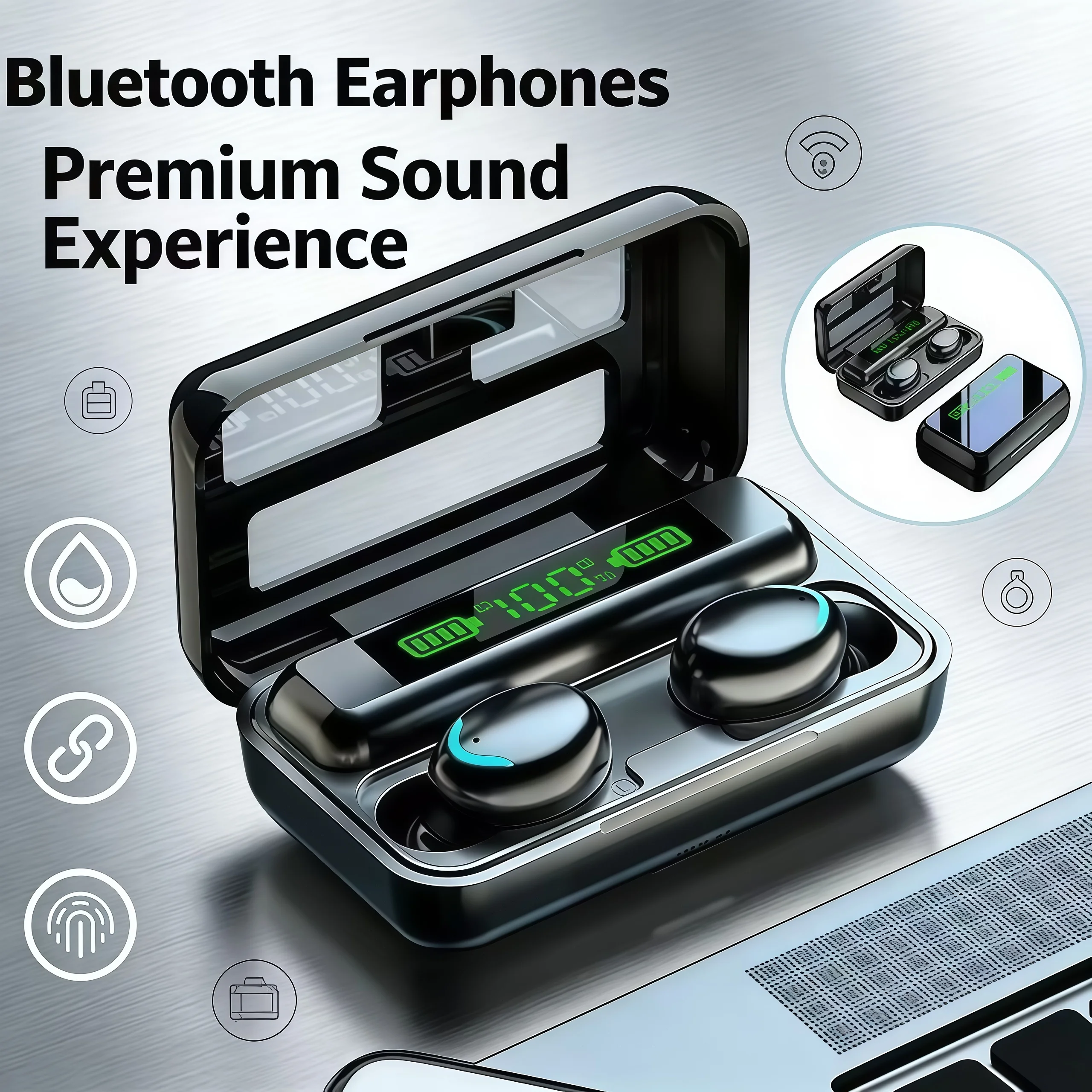 2026 F9 Bluetooth Headphones 9D Stereo High Bass Sport Earphones ...